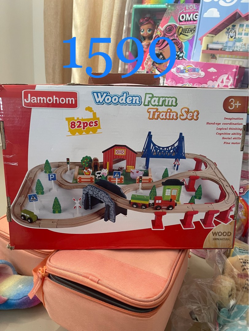WOODEN FARM TRAIN SET (82pcs), Hobbies & Toys, Toys & Games on Carousell
