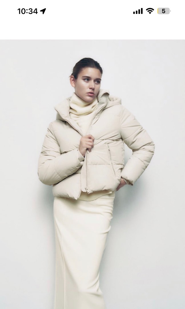 Zara matte white/gray buffer jacket, Women's Fashion, Coats, Jackets ...