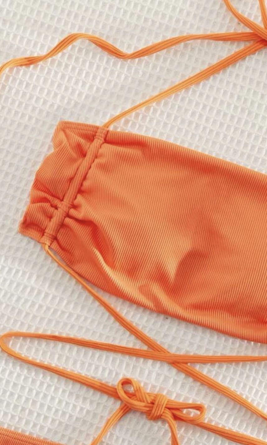 3pc. Orange String Bikini and Beach Skirt, Women's Fashion, Swimwear, Bikinis & Swimsuits on ...