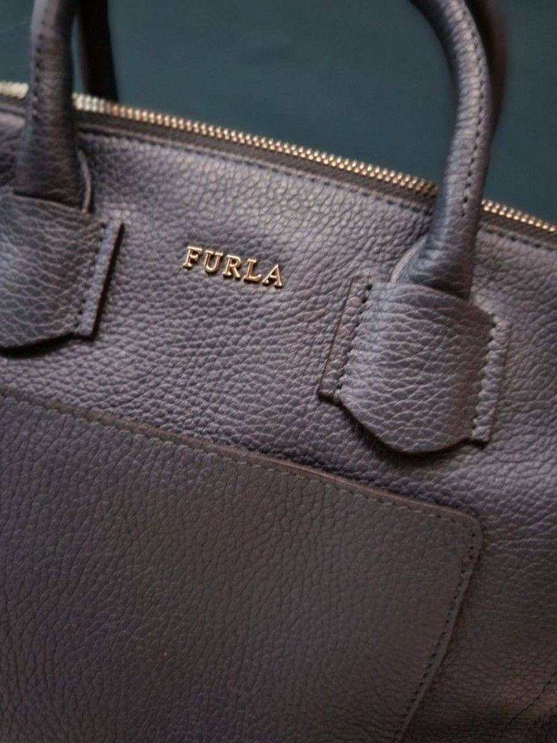 Authentic Furla Grey Pebbled Calfskin Leather Crossbody Small HandBag ...