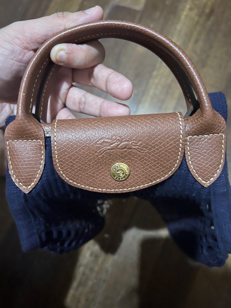 Authentic Longchamp Le Pliage Filet in Navy Blue, Women's Fashion, Bags ...