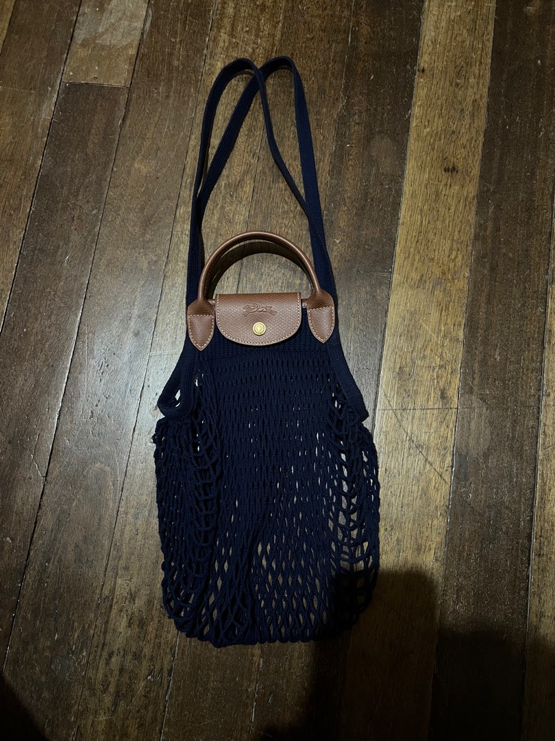 Authentic Longchamp Le Pliage Filet in Navy Blue, Women's Fashion, Bags ...