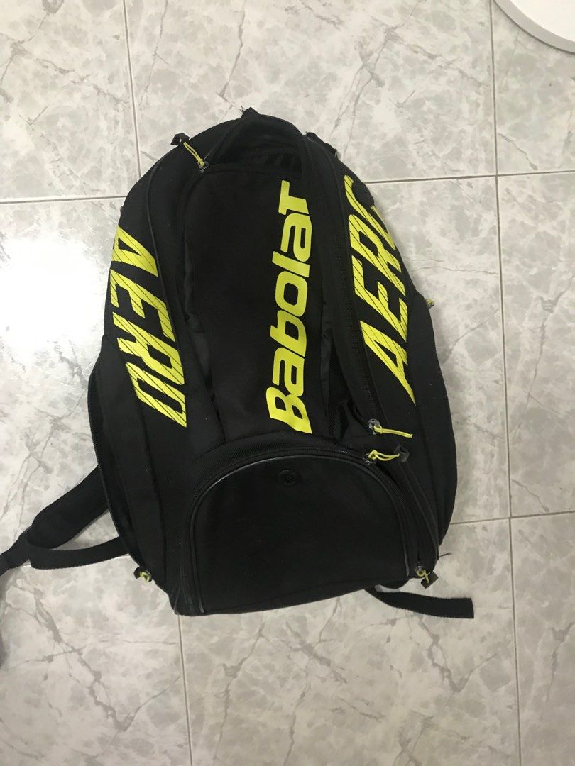 Babolat Pure Aero Backpack Bag Black/Yellow Tennis/Badminton Bag ...