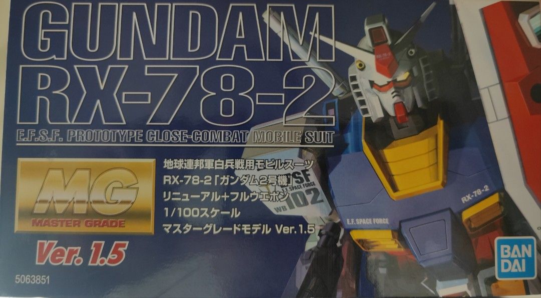 BANDAI GUNDAM FIGURE 高達 鋼彈 模型 MG RX-78-2 Ver. 1.5, 興趣及遊戲, 玩具 & 遊戲類 ...