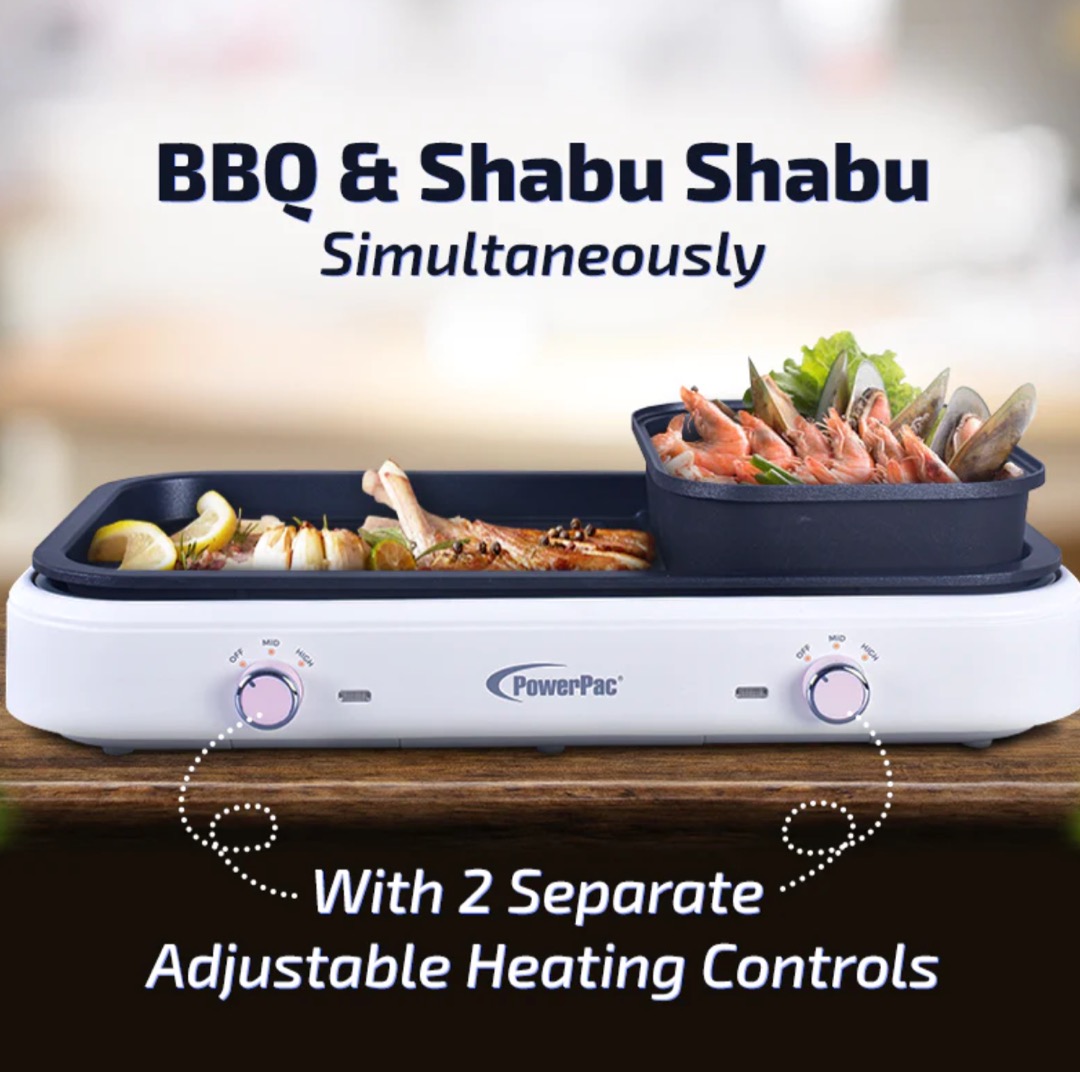BNIB Powerpac Steamboat with BBQ Grill, 2 in 1 Multi Cooker with Non ...
