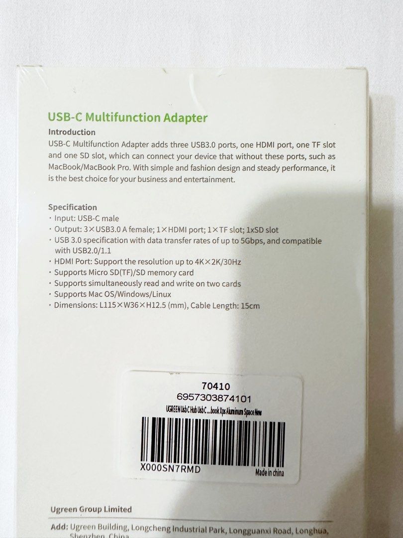 BNIB Ugreen USB-C HDMI TF SD USB 3.0 Multi Function Adapter, Computers ...