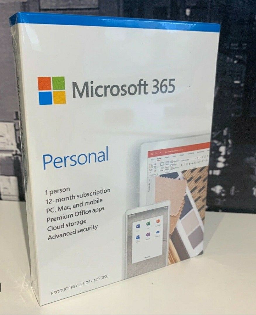 Box Sealed Microsoft 365 Office 365 Personal up to 5 devices Pc/Windows ...