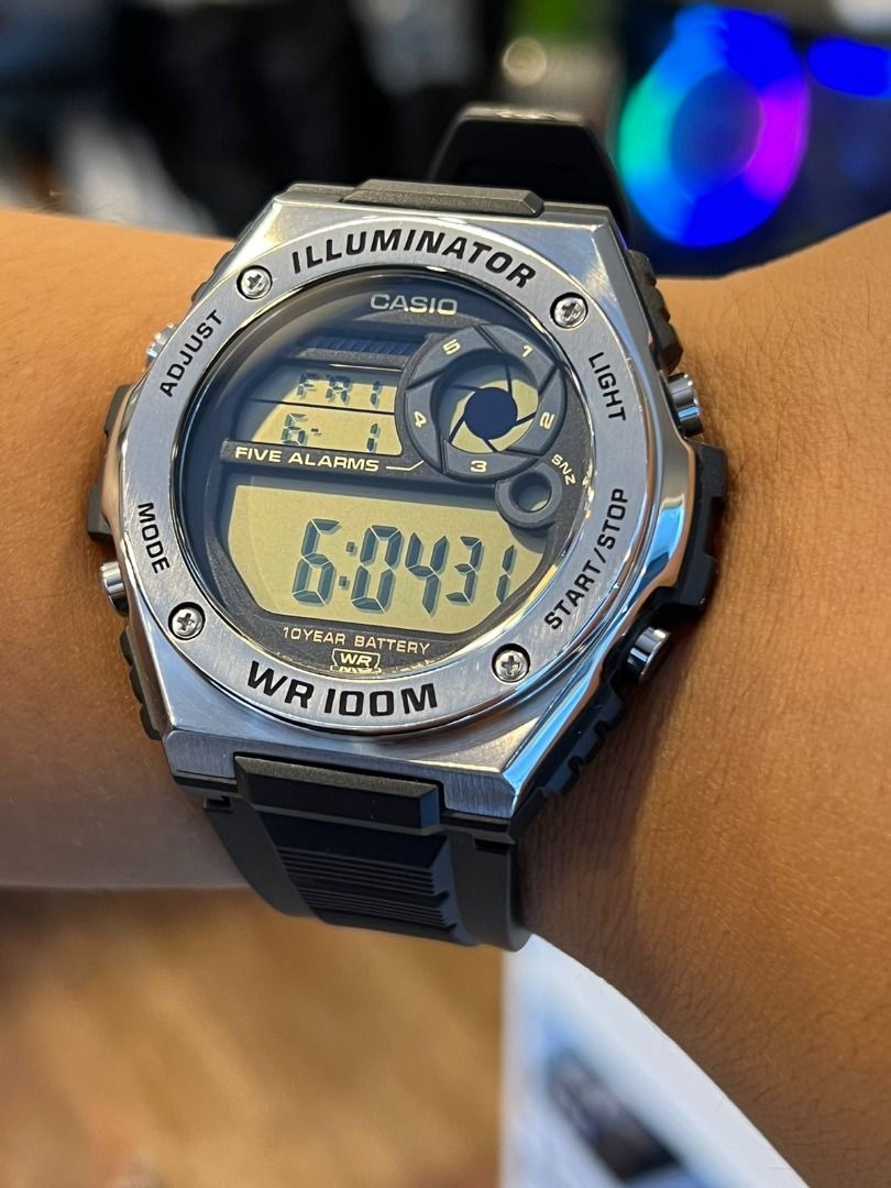 CASIO Illuminator Digital Black Rubber Strap Men's Watch MWD-100H-9AV ...