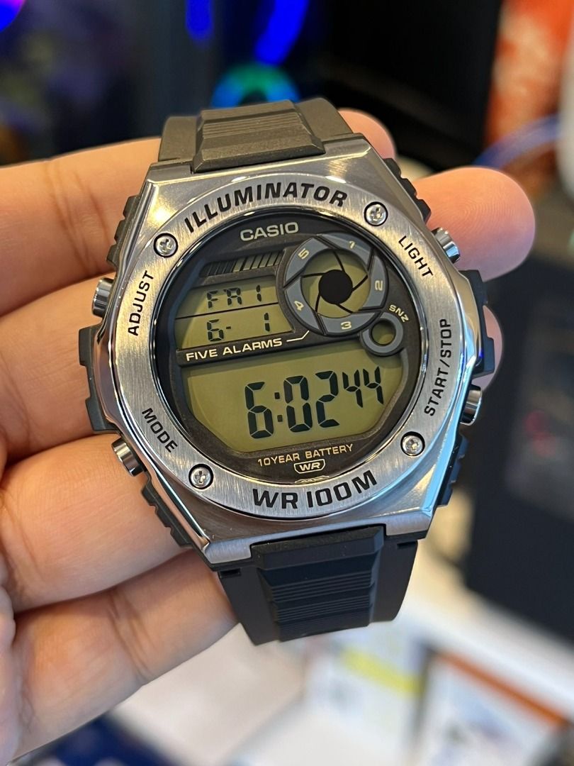 CASIO Illuminator Digital Black Rubber Strap Men's Watch MWD-100H-9AV ...