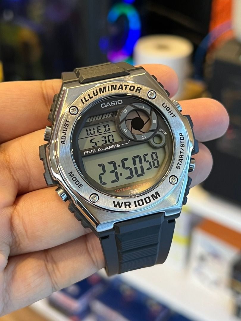 CASIO Illuminator Digital Black Rubber Strap Men's Watch MWD-100H-1AV ...