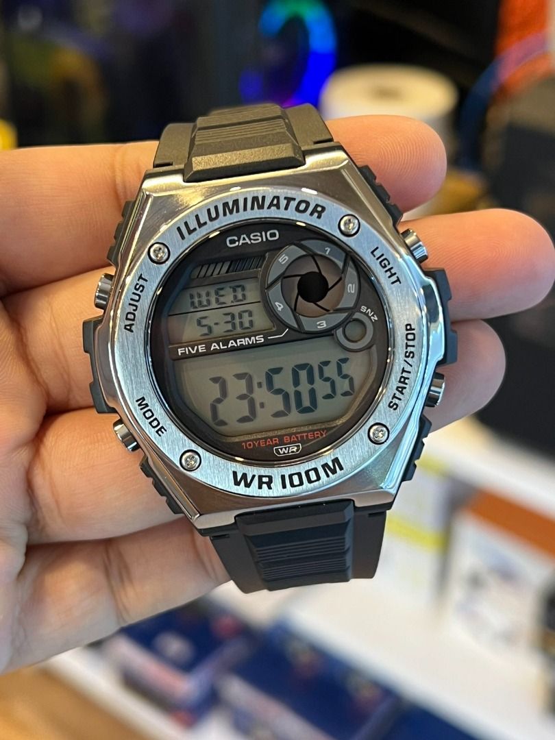 CASIO Illuminator Digital Black Rubber Strap Men's Watch MWD-100H-1AV ...