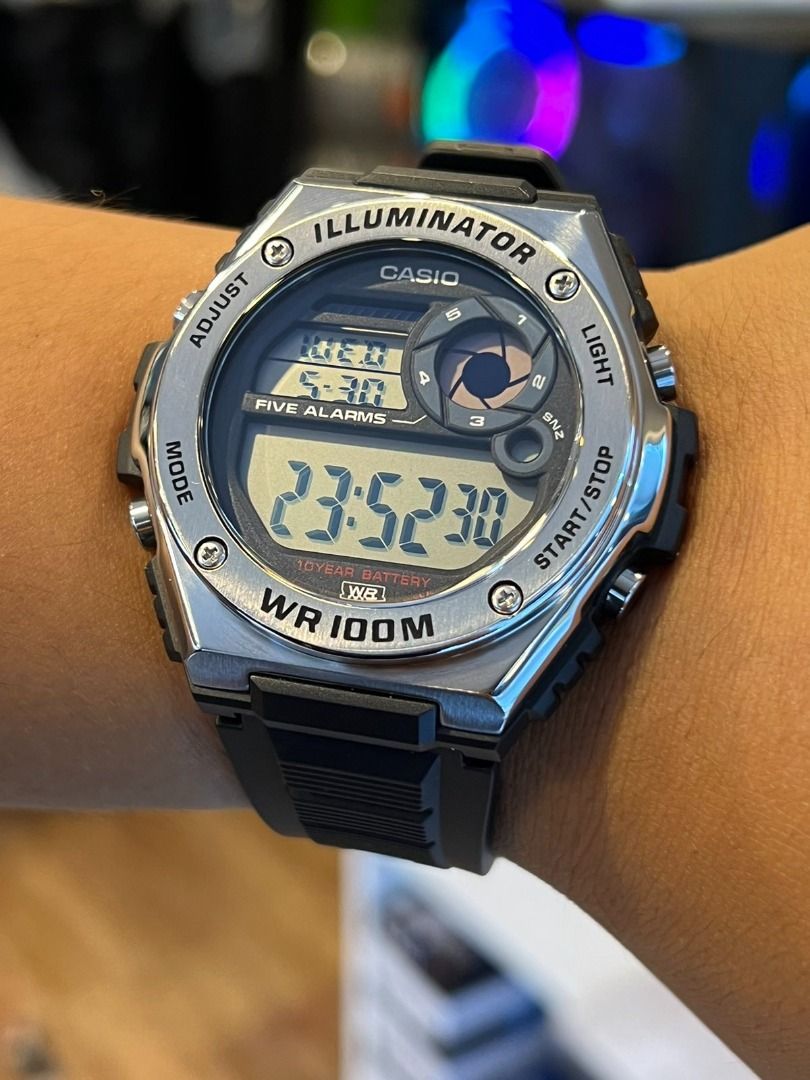 CASIO Illuminator Digital Black Rubber Strap Men's Watch MWD-100H-1AV ...