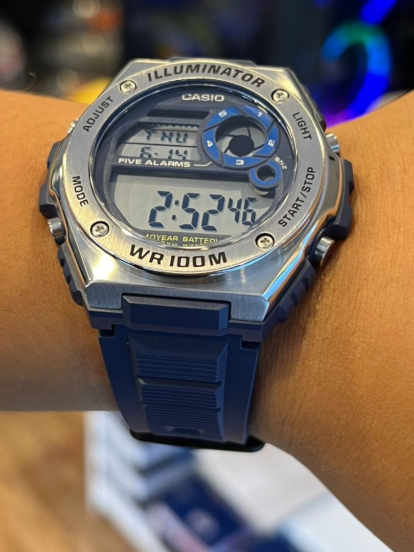 CASIO Illuminator Digital Navy Blue Rubber Strap Men's Watch MWD-100H ...