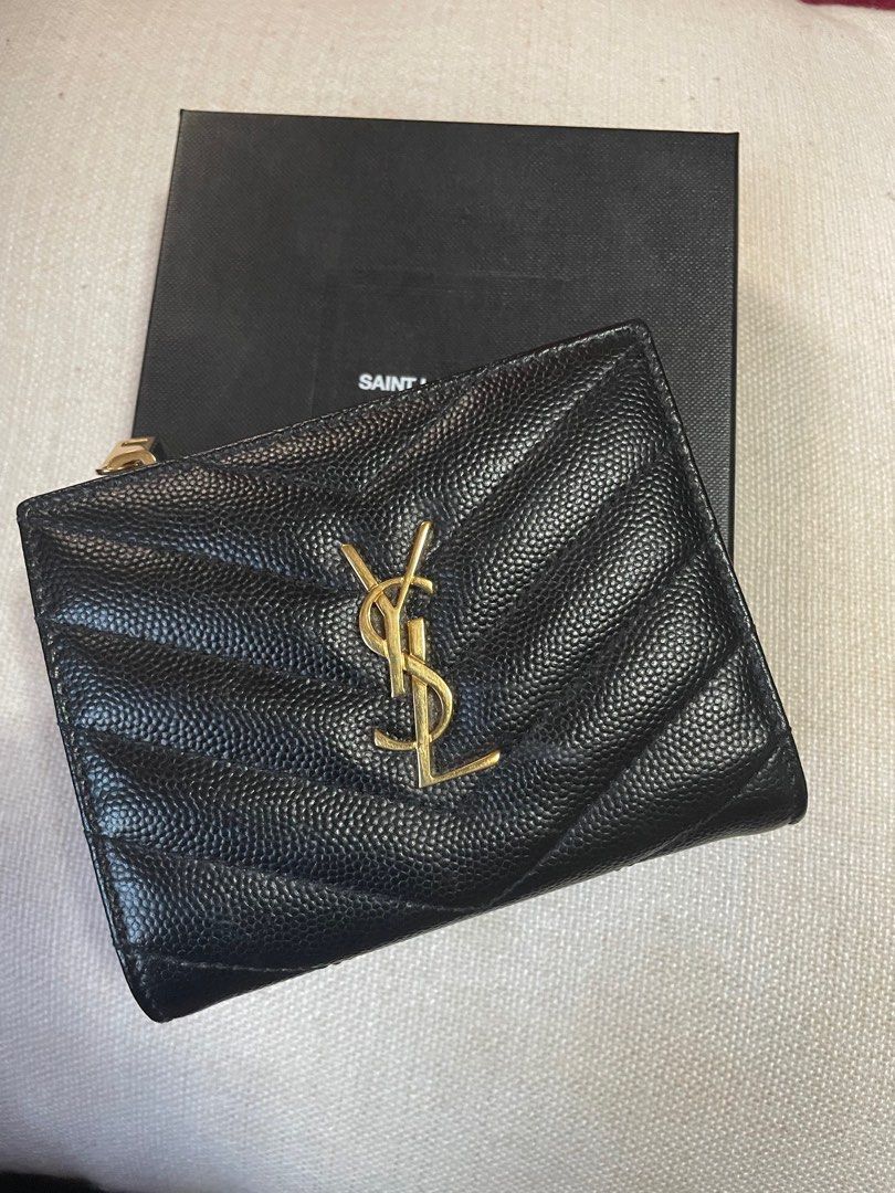YSL CASSANDRE MATELASSÉ BI-FOLD WALLET IN GRAIN DE POUDRE EMBOSSED ...