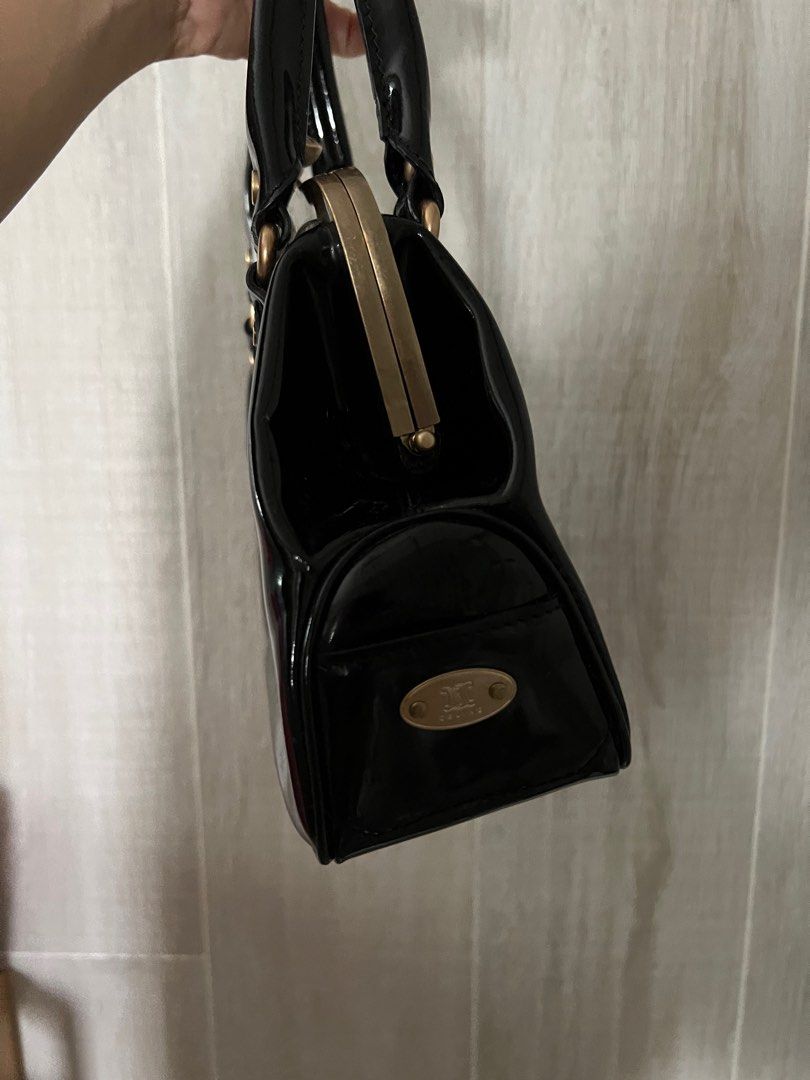 Celine mini doctor bag Black patent / aged gold hardware, Women's ...