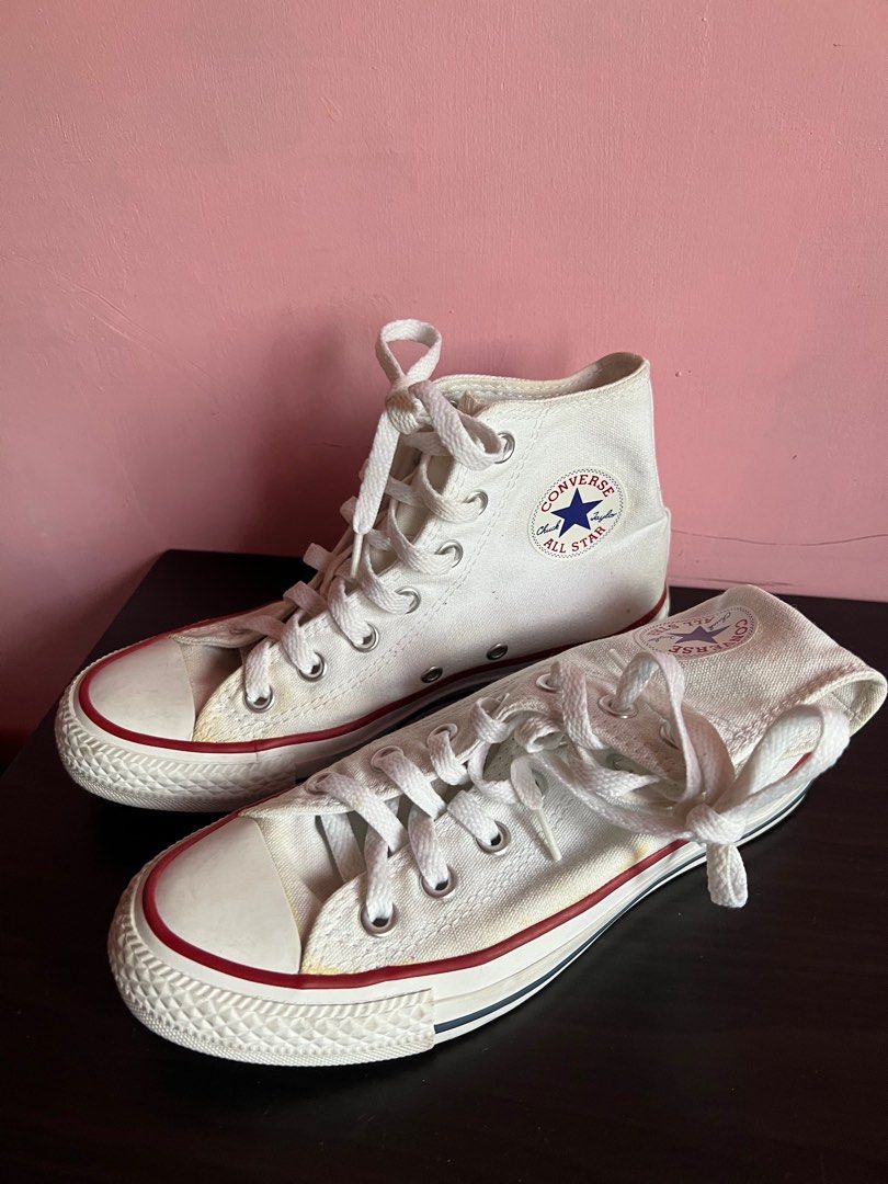 Converse white high cut, Women's Fashion, Footwear, Sneakers on Carousell