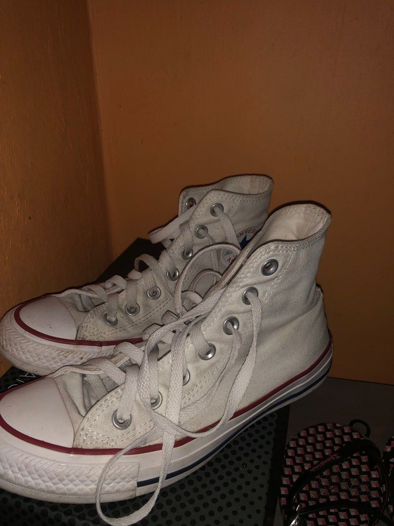 Converse White High Cut, Women's Fashion, Footwear, Sneakers on Carousell