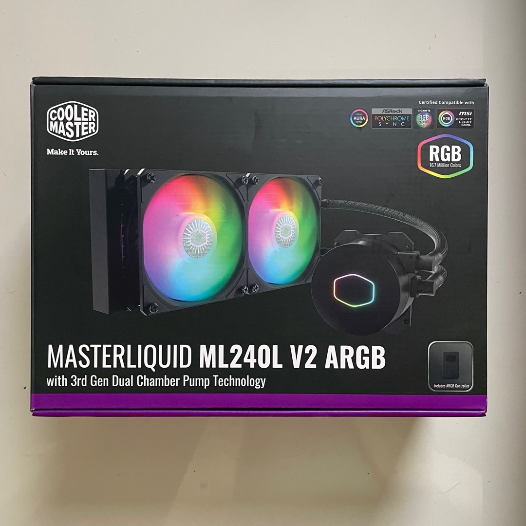 Cooler Master Masterliquid ML240L V2 ARGB CPU Cooler, Computers & Tech ...
