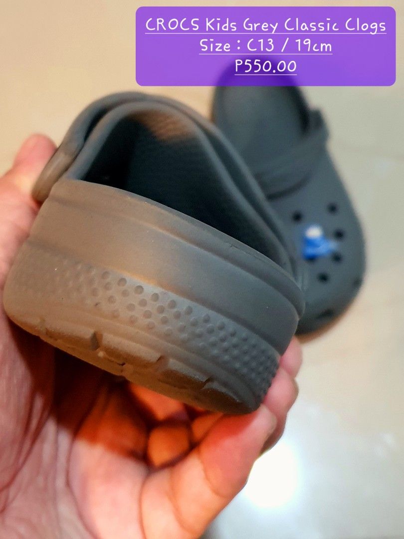 CROCS Kids Grey Classic Clogs (Size : C13 / 19cm), Babies & Kids ...