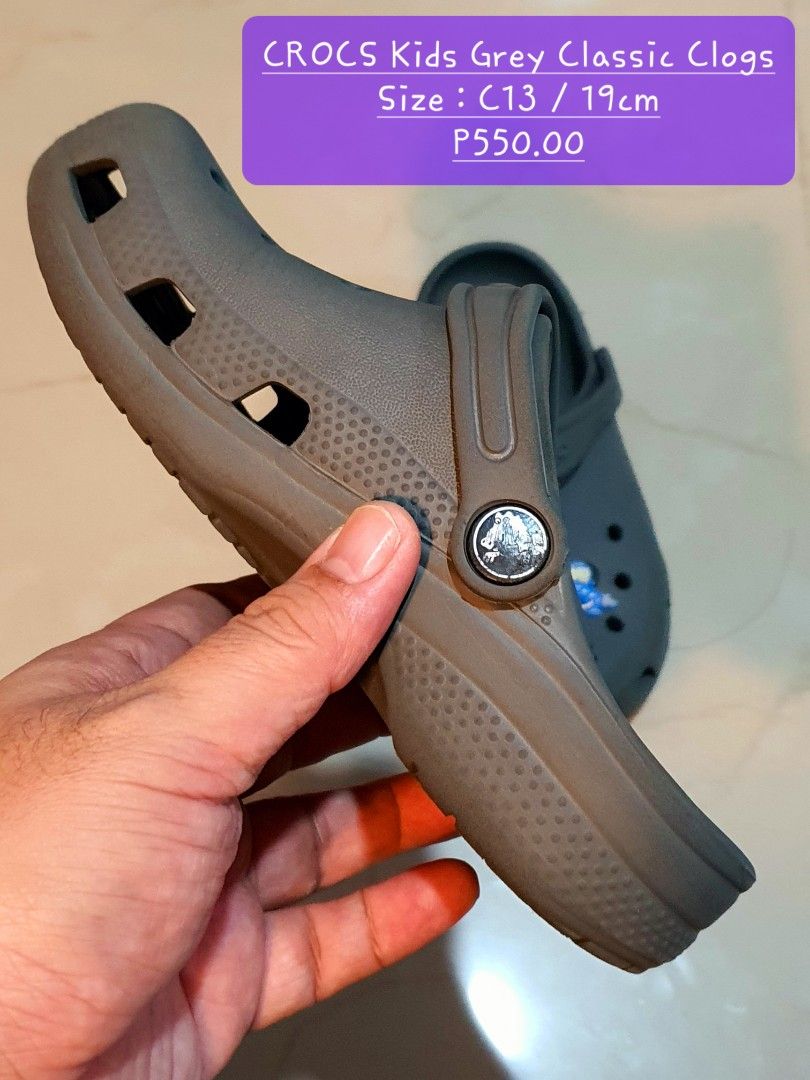 CROCS Kids Grey Classic Clogs (Size : C13 / 19cm), Babies & Kids ...