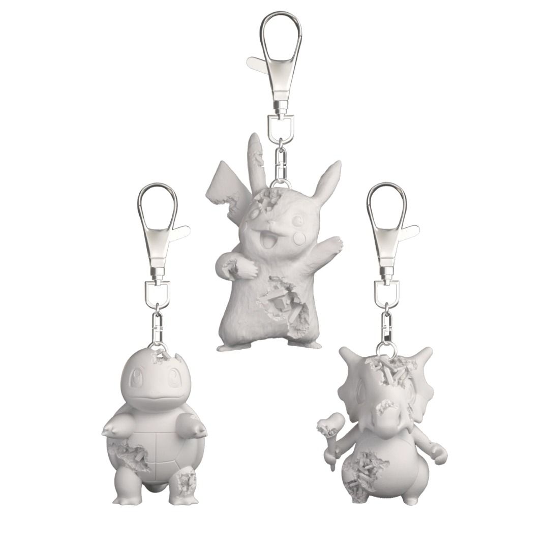 Daniel Arsham x Pokemon Pikachu Cubone Squirtle Keychain, 興趣及遊戲, 玩具 ...