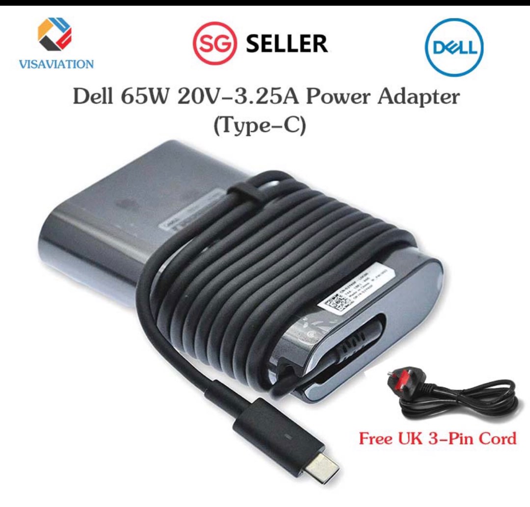 Dell 65w 20v-3.25a power adaptor type c, Computers & Tech, Parts ...