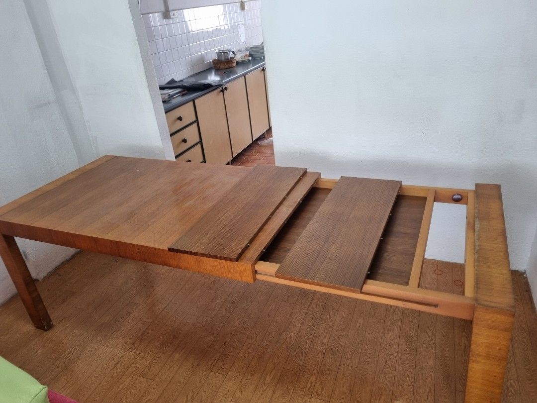Dining Table (Barang Barang) solid wood extendable, Furniture & Home ...