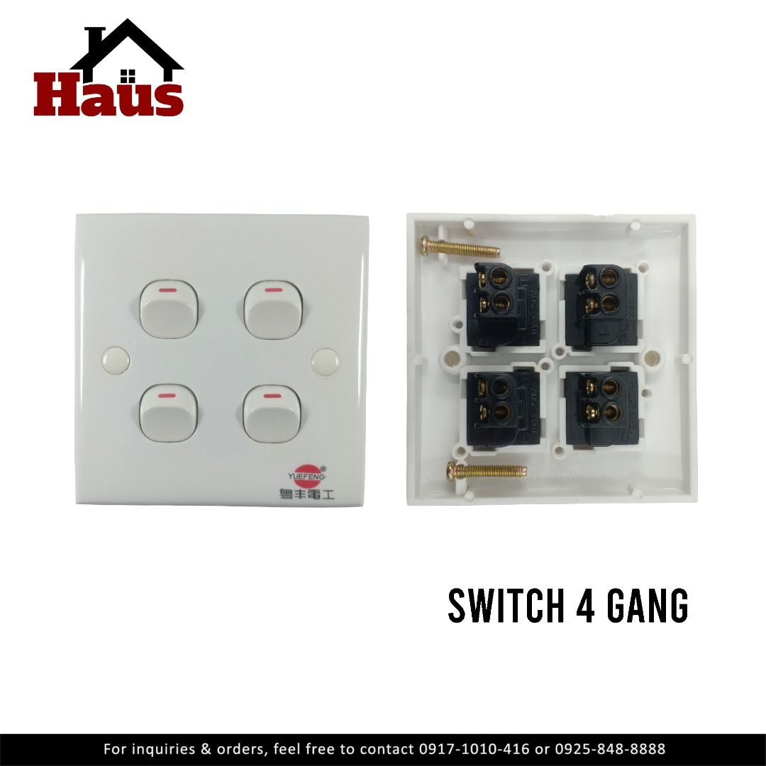 Electrical Light Switch 4 gang /Four-way switches, Furniture & Home ...