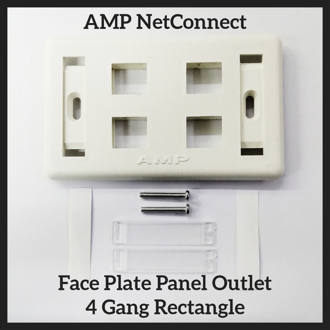 Face Plate Panel Outlet 4 Gang Rectangle AMP Netconnect, Computers ...