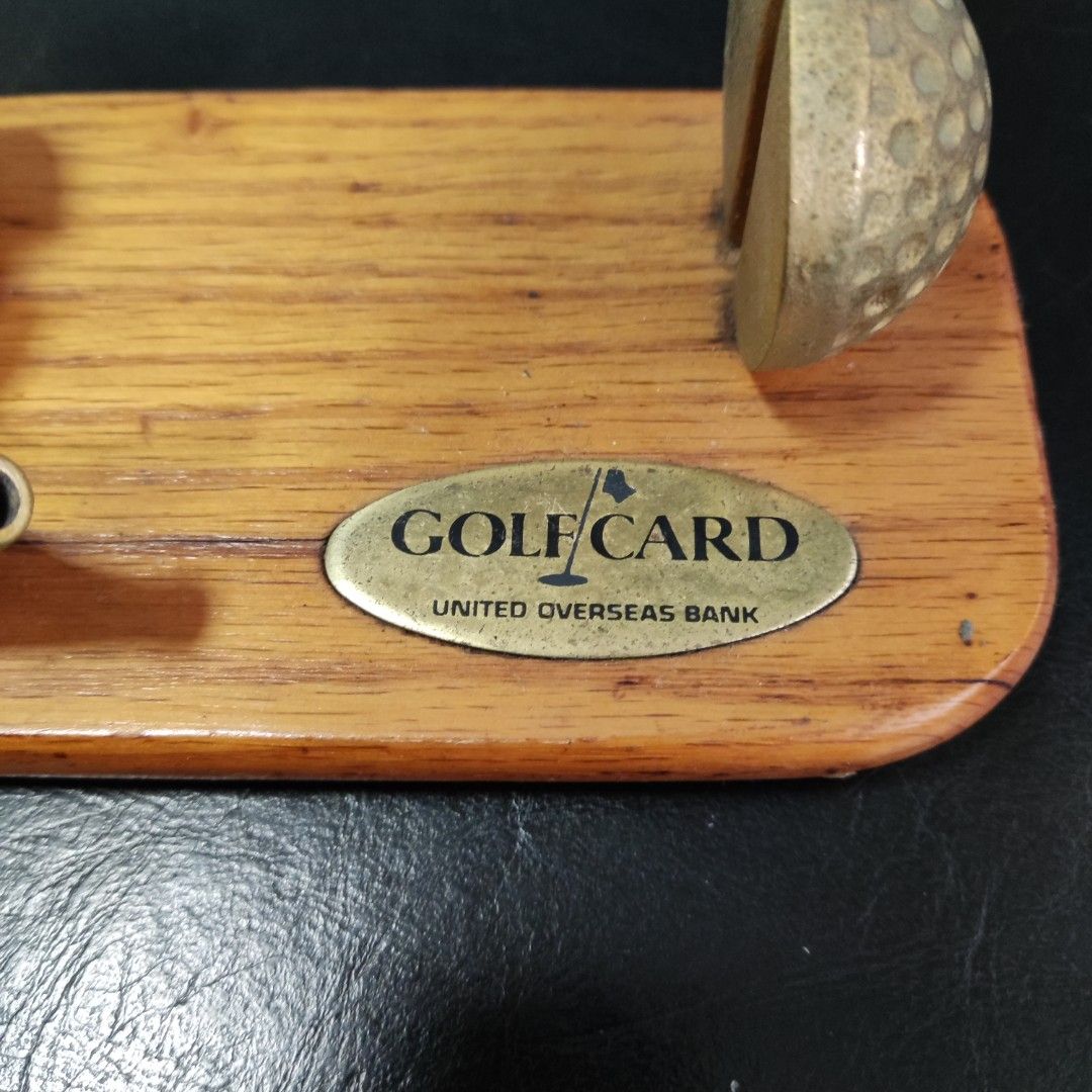 Golf name card holder stand pen United Overseas Bank UOB vintage rare ...