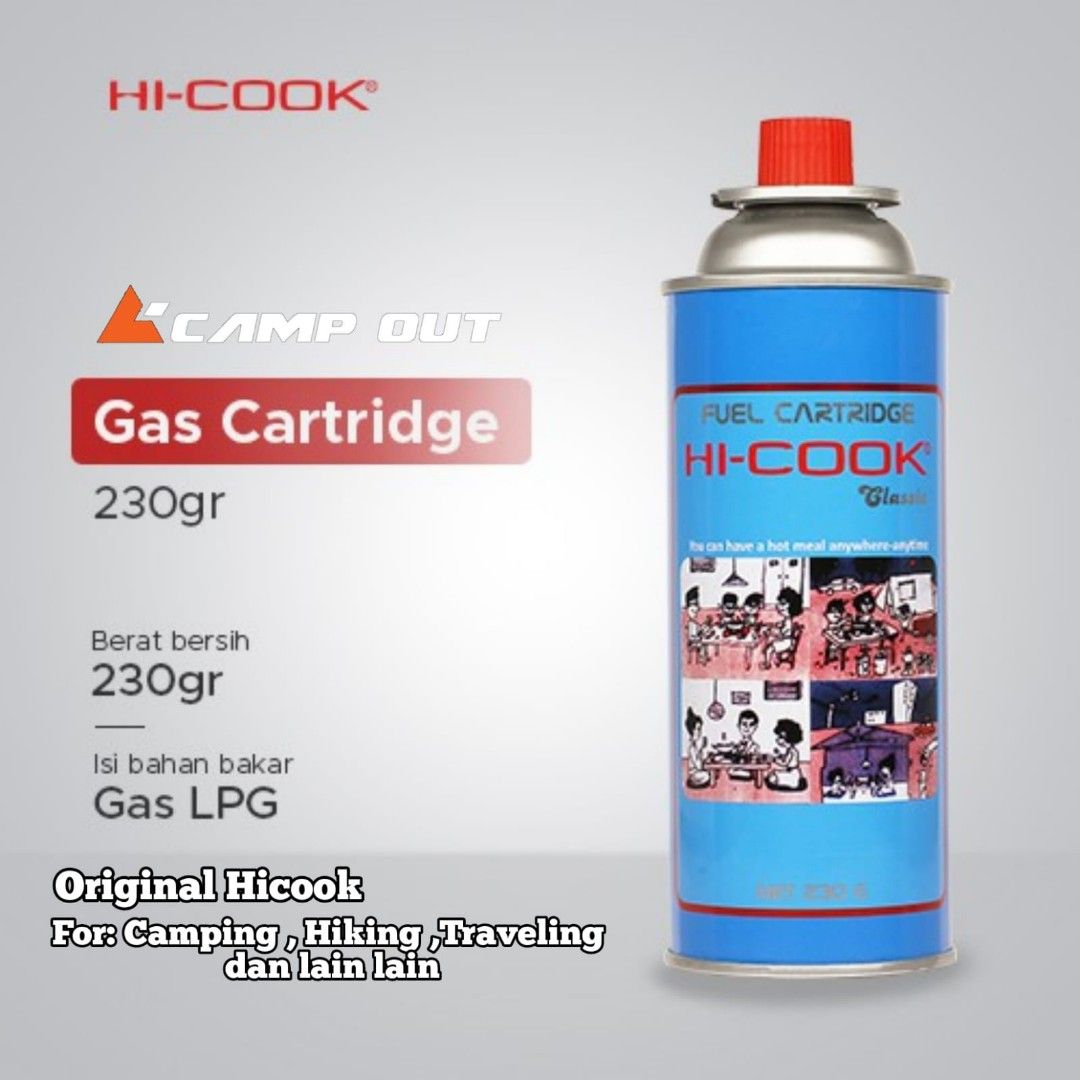 Hi-Cook Gas Cartidge 230 gram - Gas Portable Camping - Gas Kaleng Hi ...