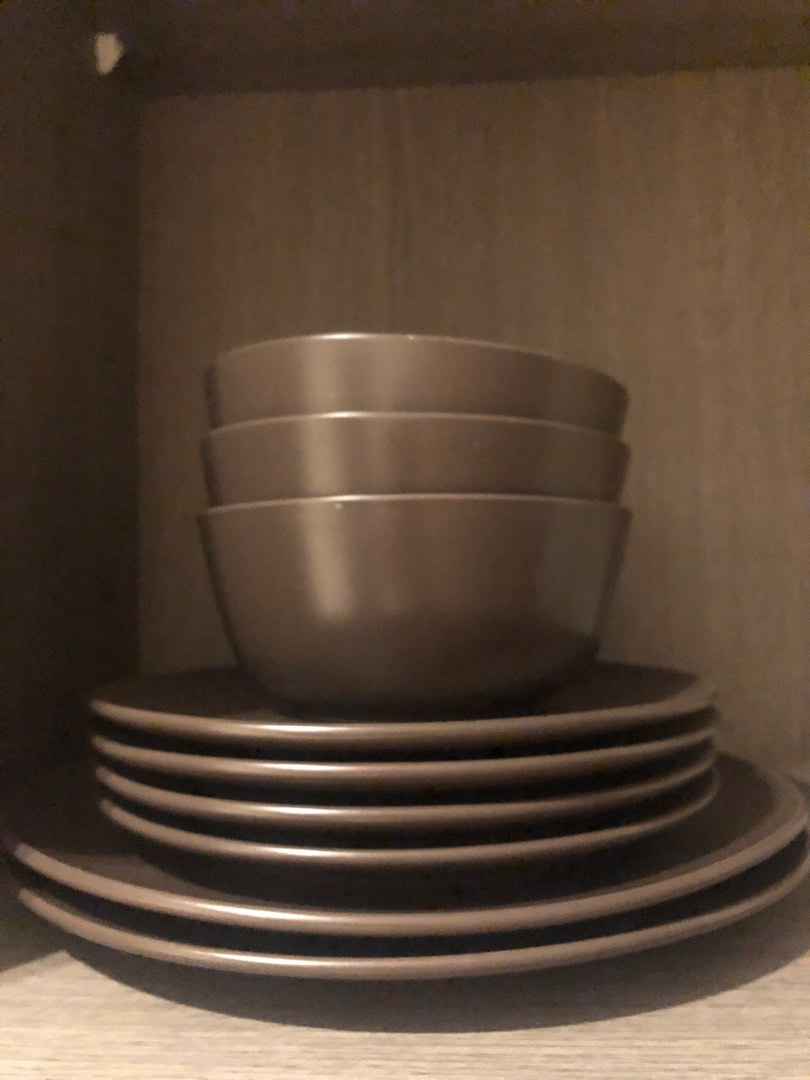 IKEA dinnerware set of 4 plate bowl matte brown, Furniture & Home ...