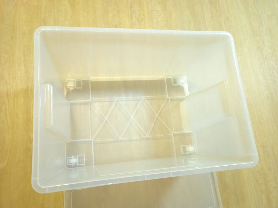 IKEA SAMLA Large Storage Box with wheels (Transparent), Furniture ...