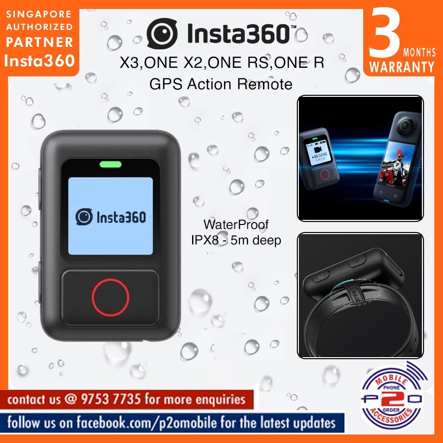 Insta360 GPS Action Remote Waterproof 5m deep (Compatibility: X3, ONE ...
