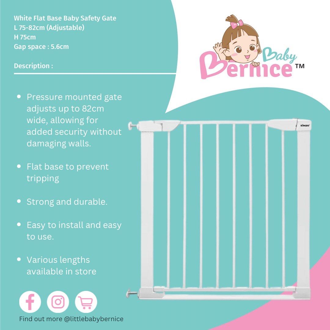 [INSTOCK] Flat Base Anti Trip White Safety Gate, Furniture & Home ...