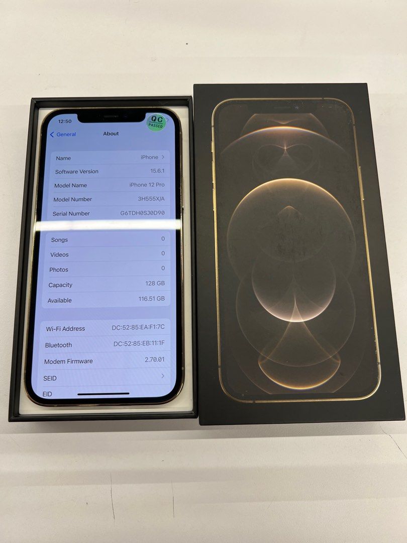 IPHONE 12 PRO GOLD 128GB BATTERY HEALTH 100 (FULL SET BOX), Mobile ...