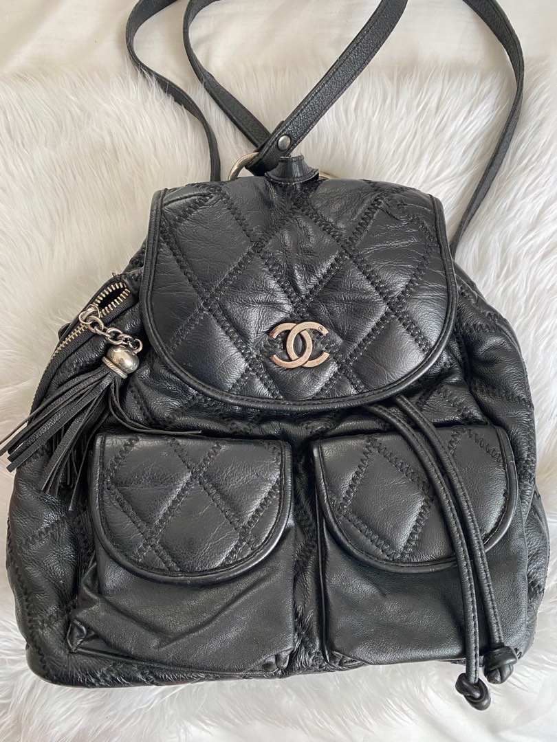 Leather backpack with CC logo, Women's Fashion, Bags & Wallets ...