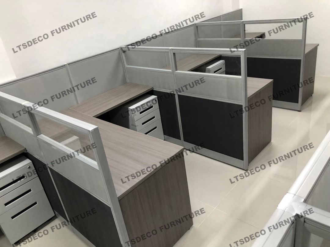 L-SHAPE WORKSTATION TABLE OFFICE PARTITION, Furniture & Home Living ...