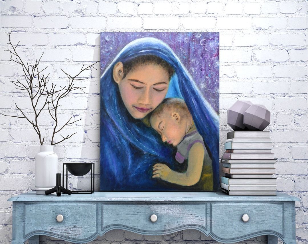 Lukisan Kanvas Acrylic 100% Asli (BUKAN PRINTING) 30x40-MOTHERHOOD, Desain & Kerajinan Tangan ...