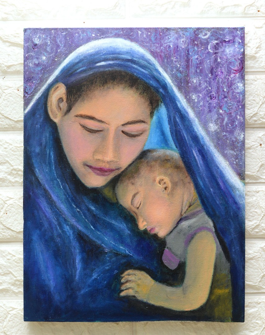 Lukisan Kanvas Acrylic 100% Asli (BUKAN PRINTING) 30x40-MOTHERHOOD, Desain & Kerajinan Tangan ...