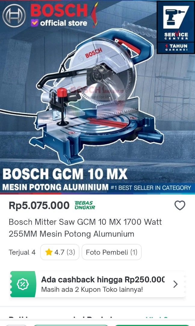 Mesin gergaji merk Bosch gcm 10" anggap mati, Elektronik, Lainnya di ...