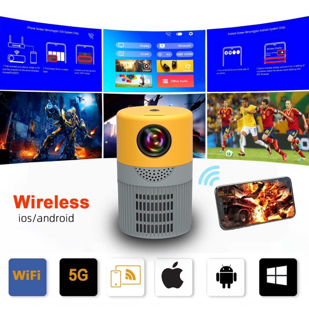Mini Projector Screen Mirroring with iOS/Android, TV & Home Appliances ...