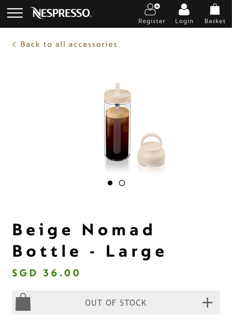 Nespresso Beige Nomad Bottle - Large, Food & Drinks, Other Food ...