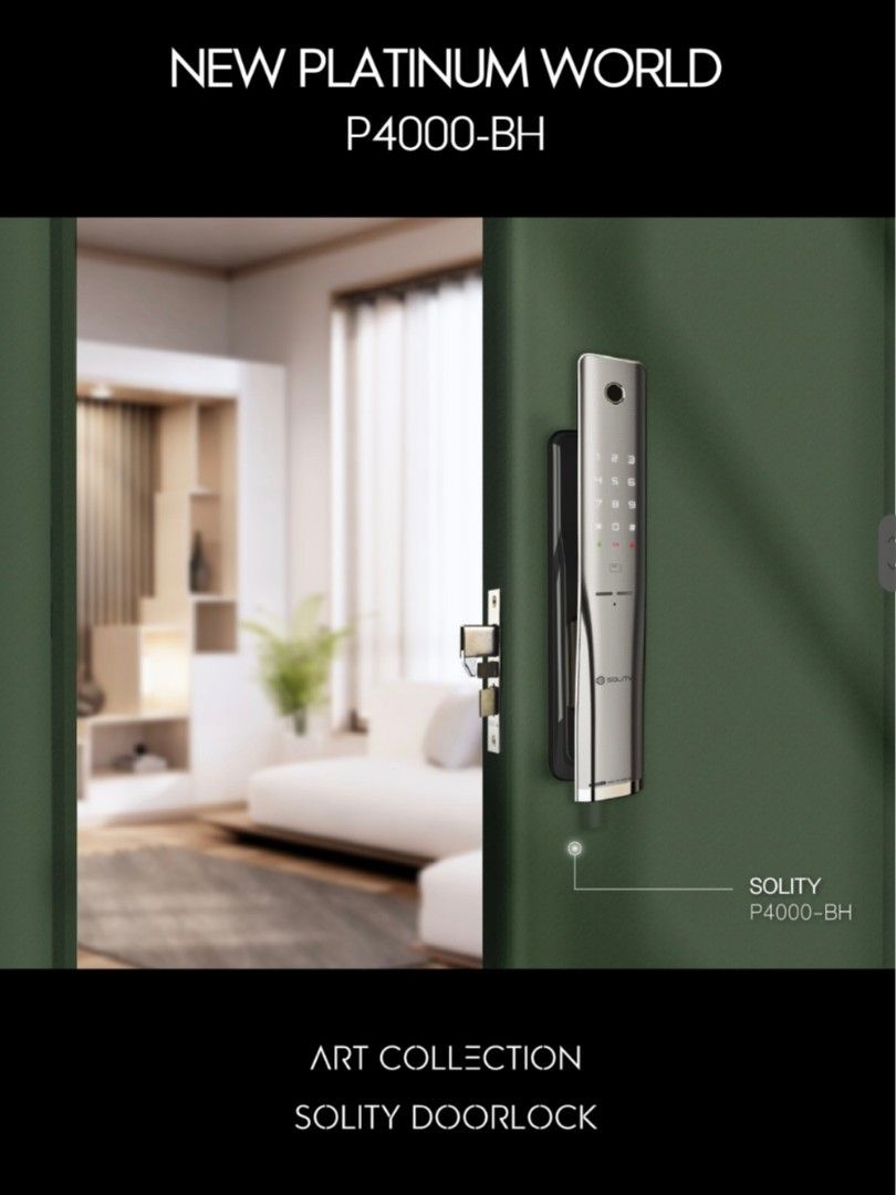 ⭐NEW⭐ Solity P4000-BH Push Pull App Biometric Smart Digital Door Lock ...
