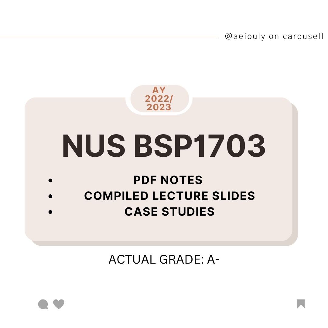 NUS BSP1703 NOTES, Hobbies & Toys, Books & Magazines, Textbooks on ...