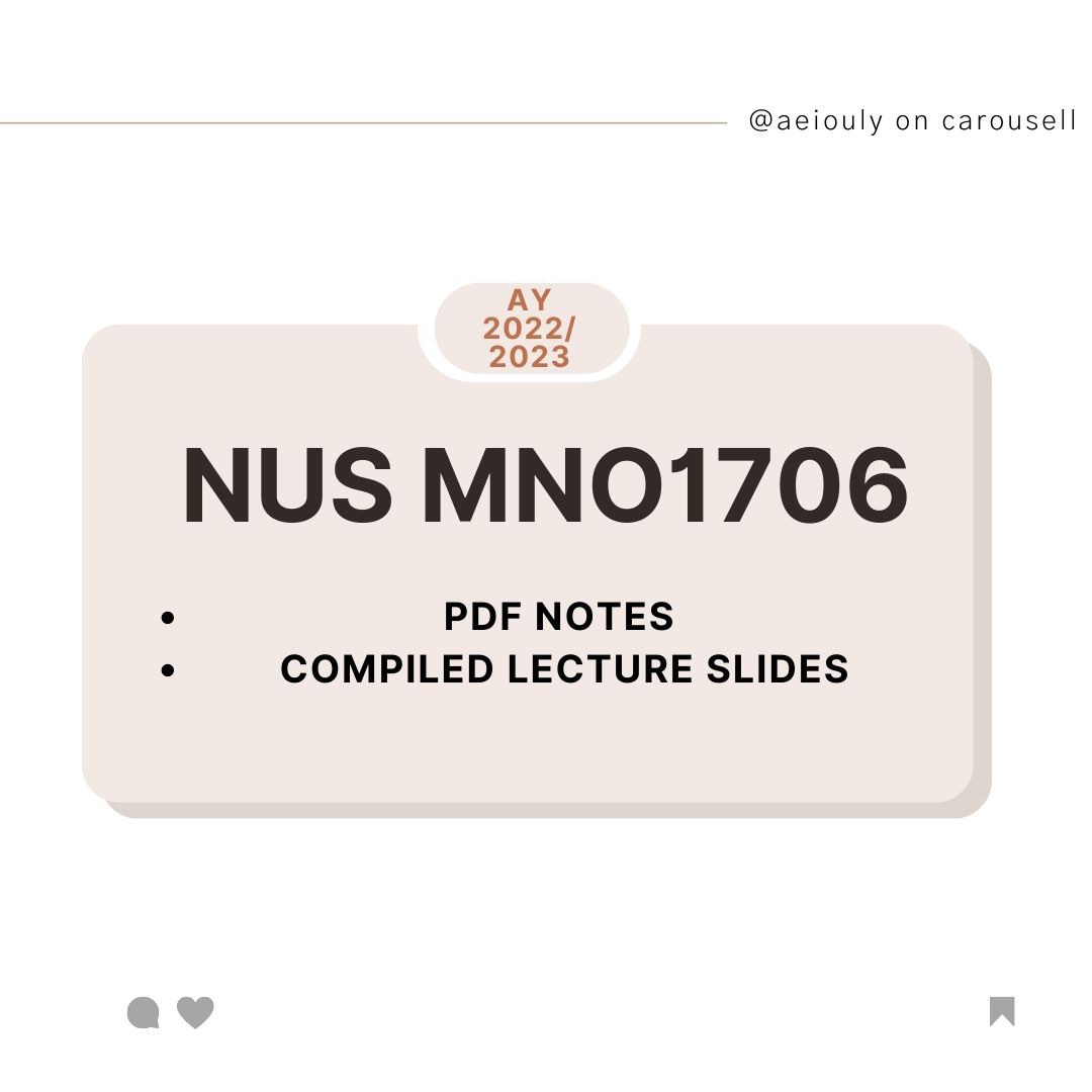 NUS MNO1706 NOTES, Hobbies & Toys, Books & Magazines, Textbooks on ...