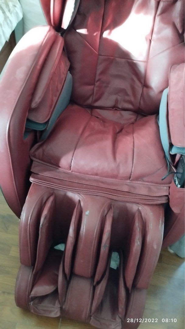 Ogawa Massage Chair Sento Maroon Leather full body red home sofa ...