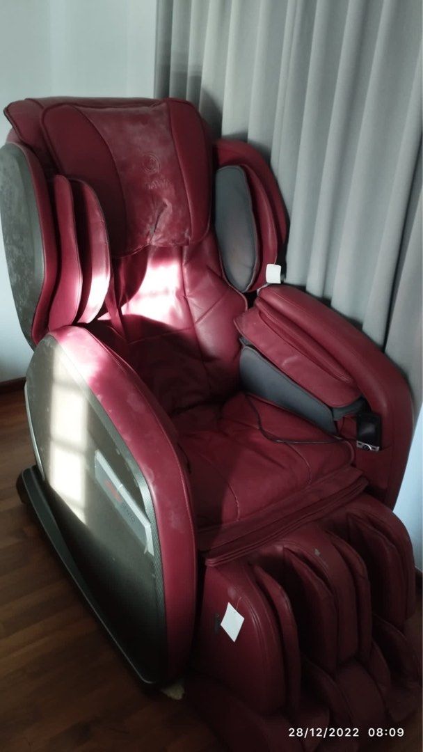 Ogawa Massage Chair Sento Maroon Leather full body red home sofa ...