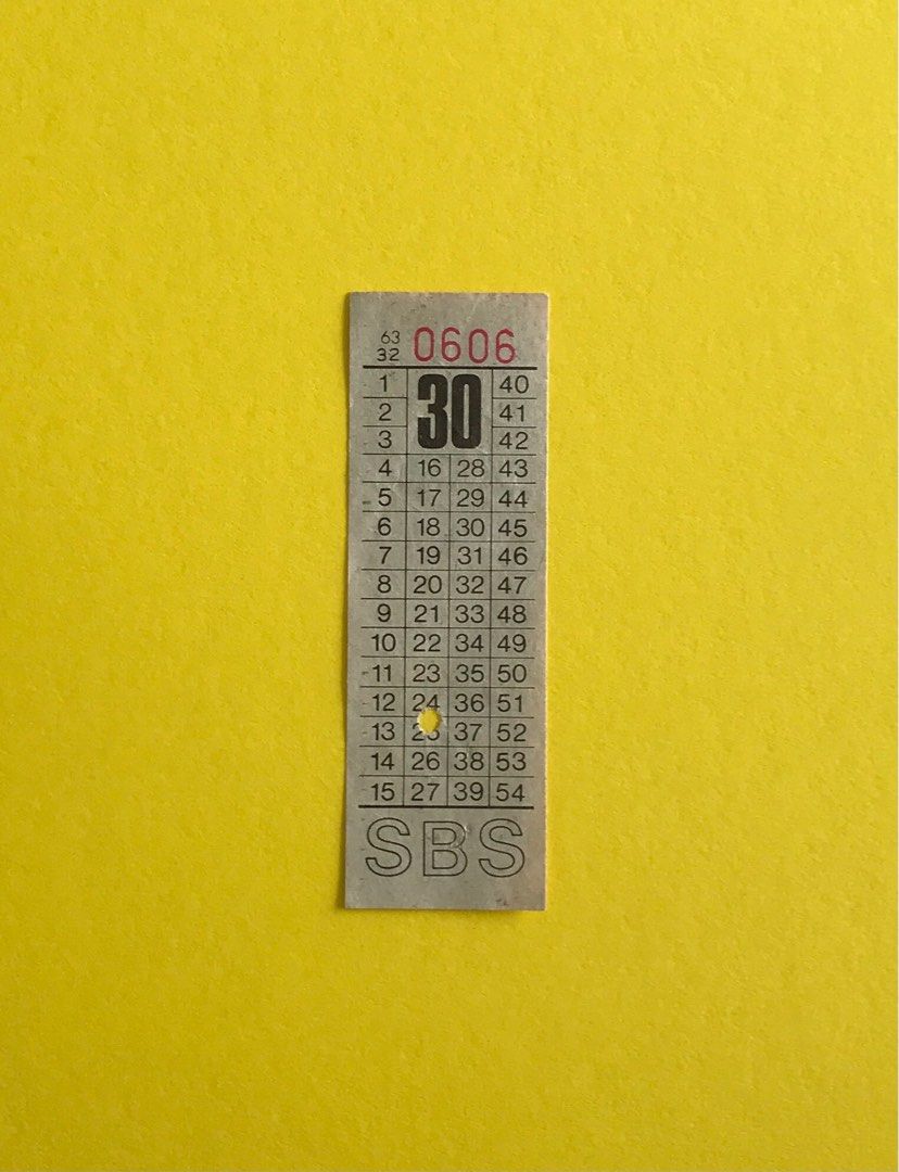 Older Singapore Bus Service (SBS) 30 cents ticket, vintage collectible ...
