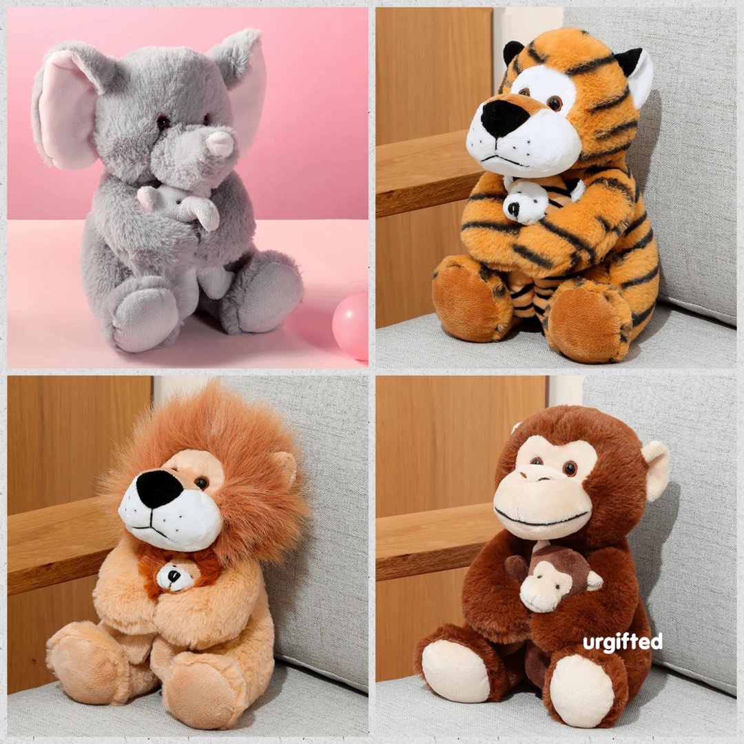Parent Hugs Child Plush Toy by Miniso (Lion Tiger Monkey Elephant ...